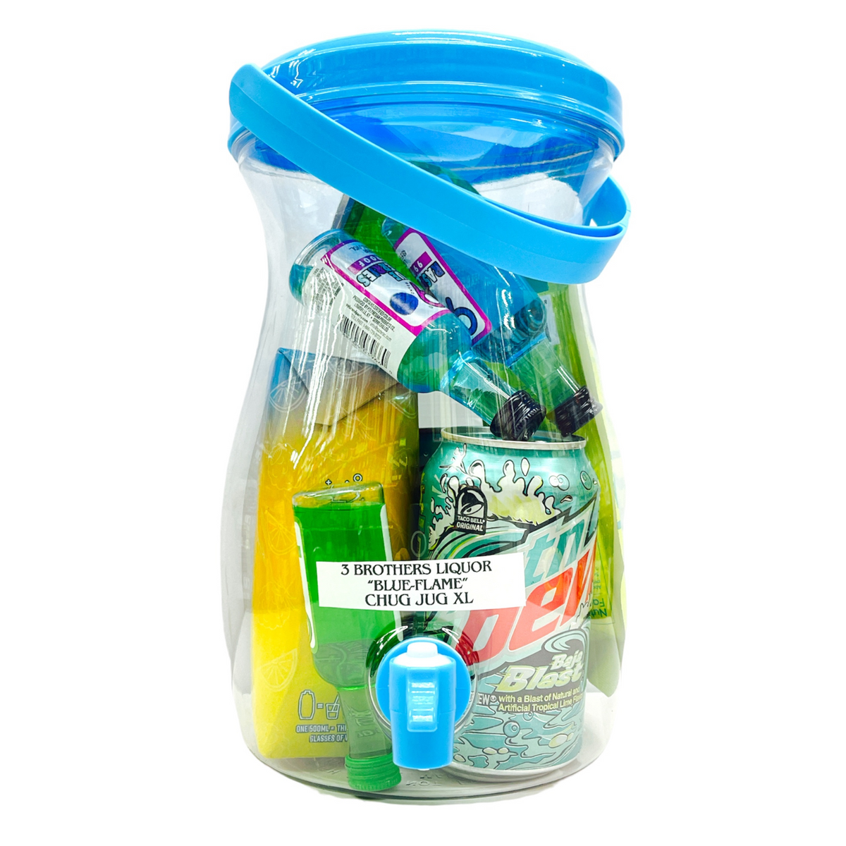 3 Brothers Liquor "Blue Flame" Chug Jug XL Alcohol Party Bucket ...