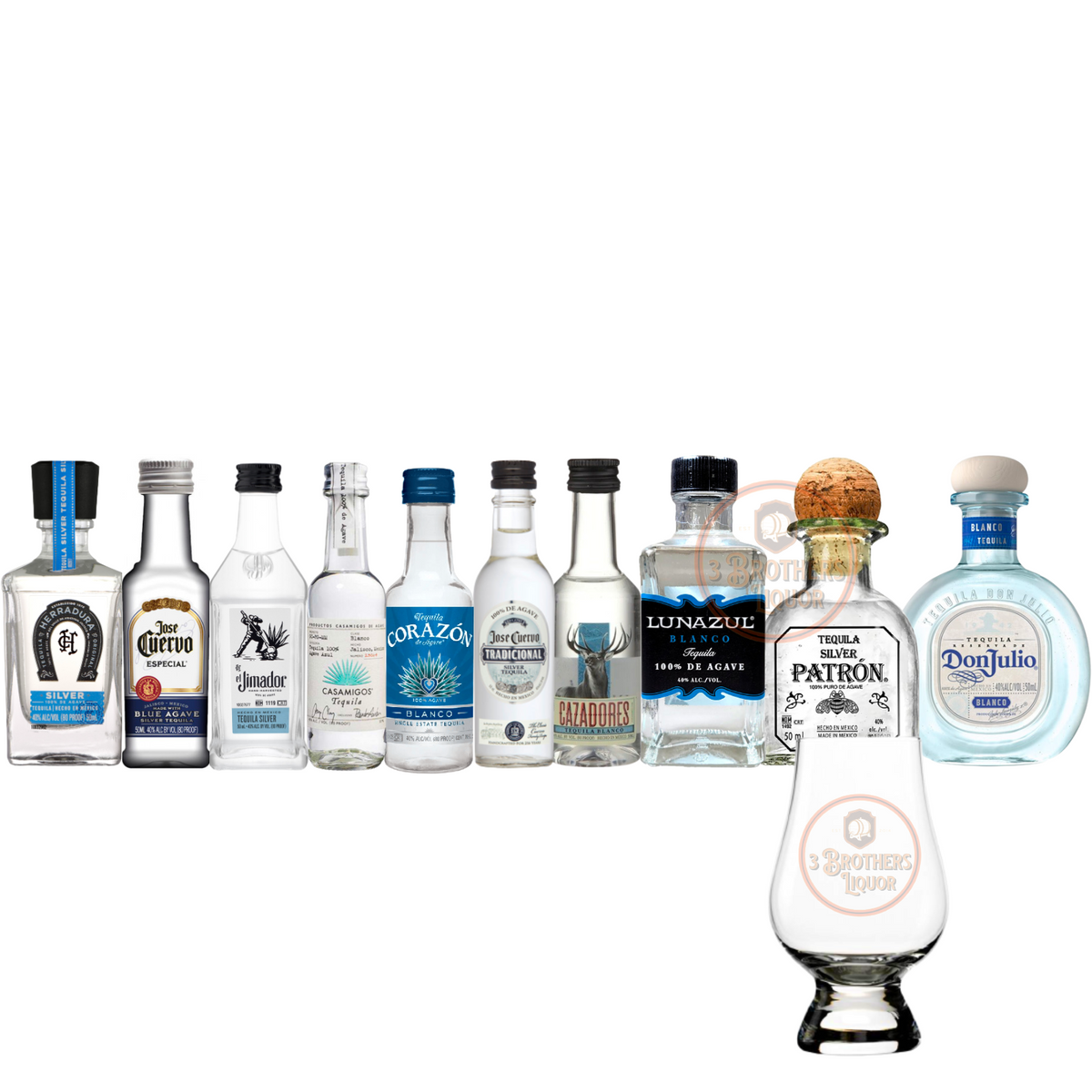 Blanco Tequila Tasting Kit Bundle Box By 3 Brothers Liquor (10 Mini Sh ...