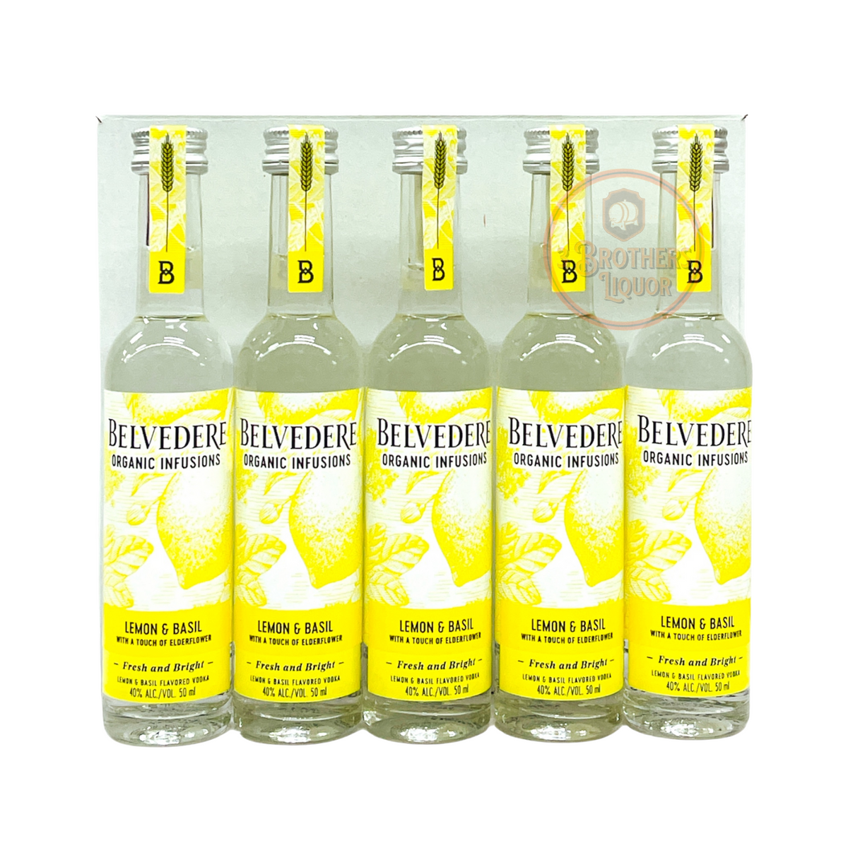 Belvedere Organic Infusions Lemon & Basil Flavored Vodka Mini Shots (1 ...