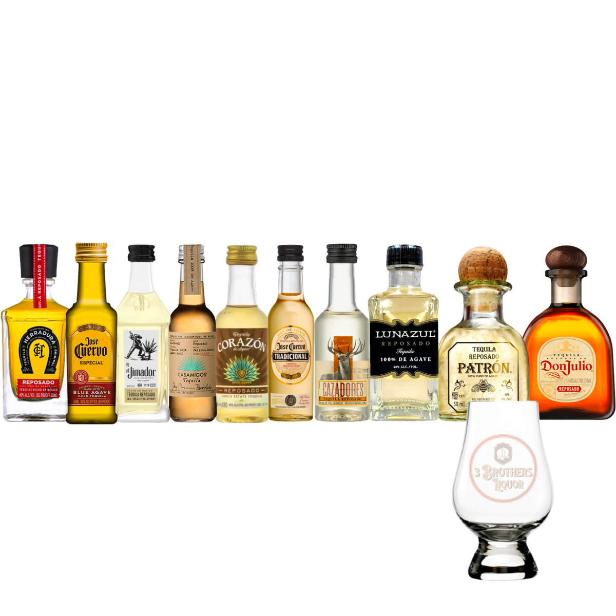 Reposado Tequila Bundle Tasting Kit Set By 3 Brothers Liquor (10 Mini ...