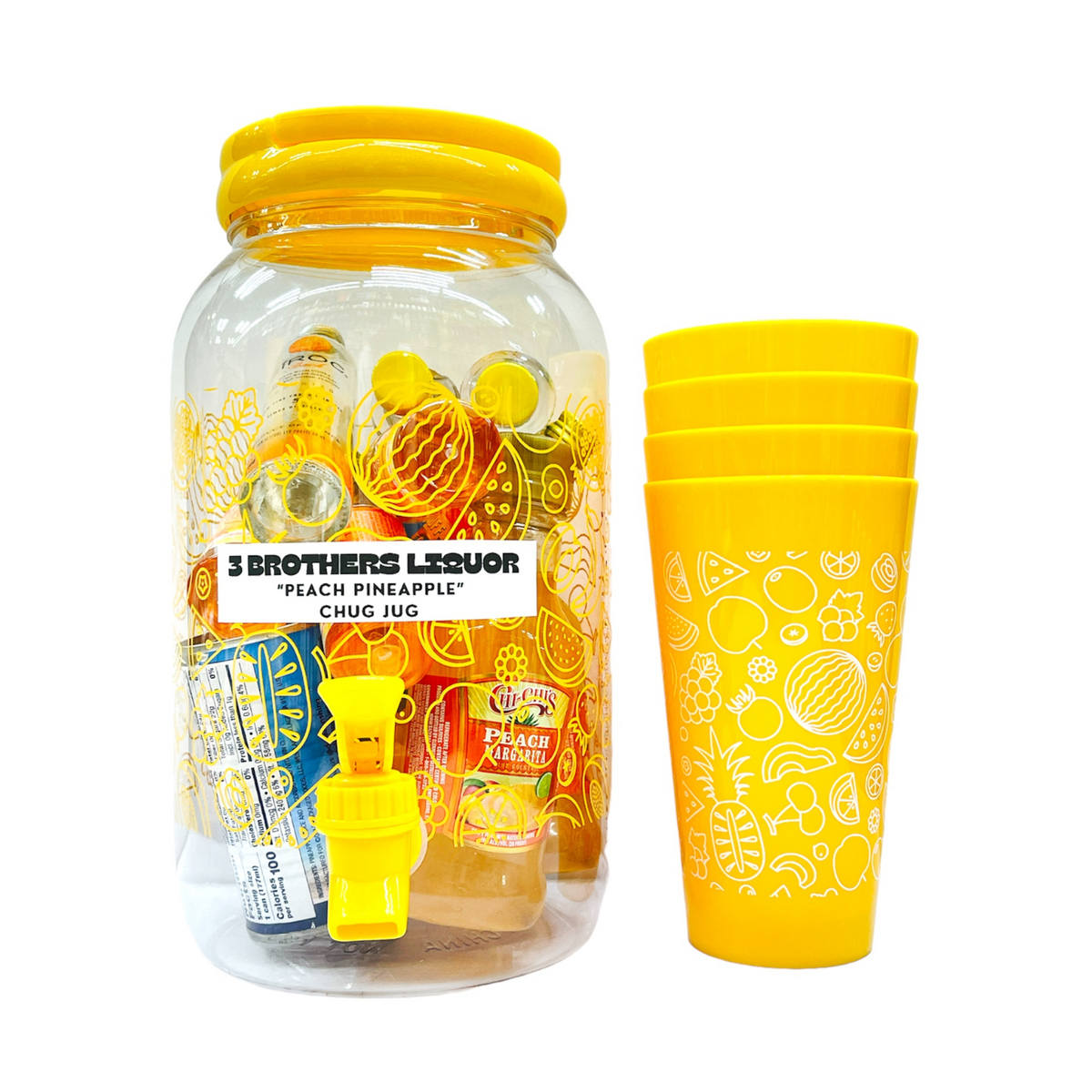 3 Brothers Liquor Peach Pineapple Chug Jug Alcohol Cocktail Bucket ...