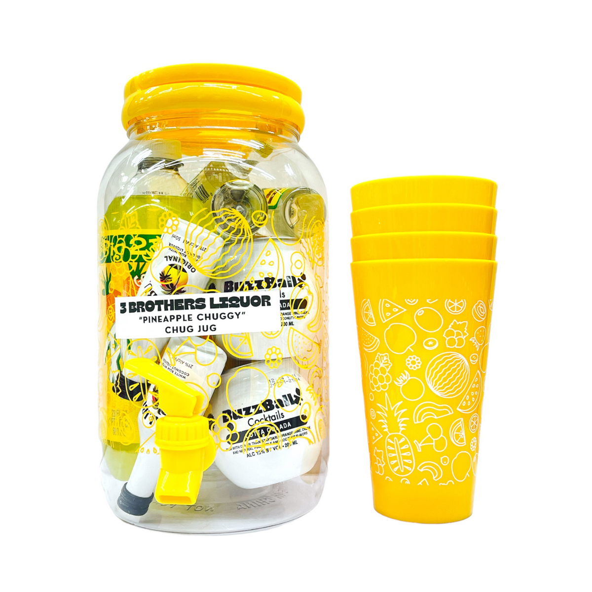 3 Brothers Liquor Pineapple Chuggy Chug Jug Alcohol Cocktail Bucket ...