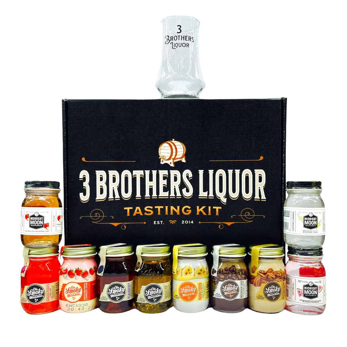 3 Brothers Liquor Mini Moonshine Tasting Bundle Kit (10 Mini Shots ...