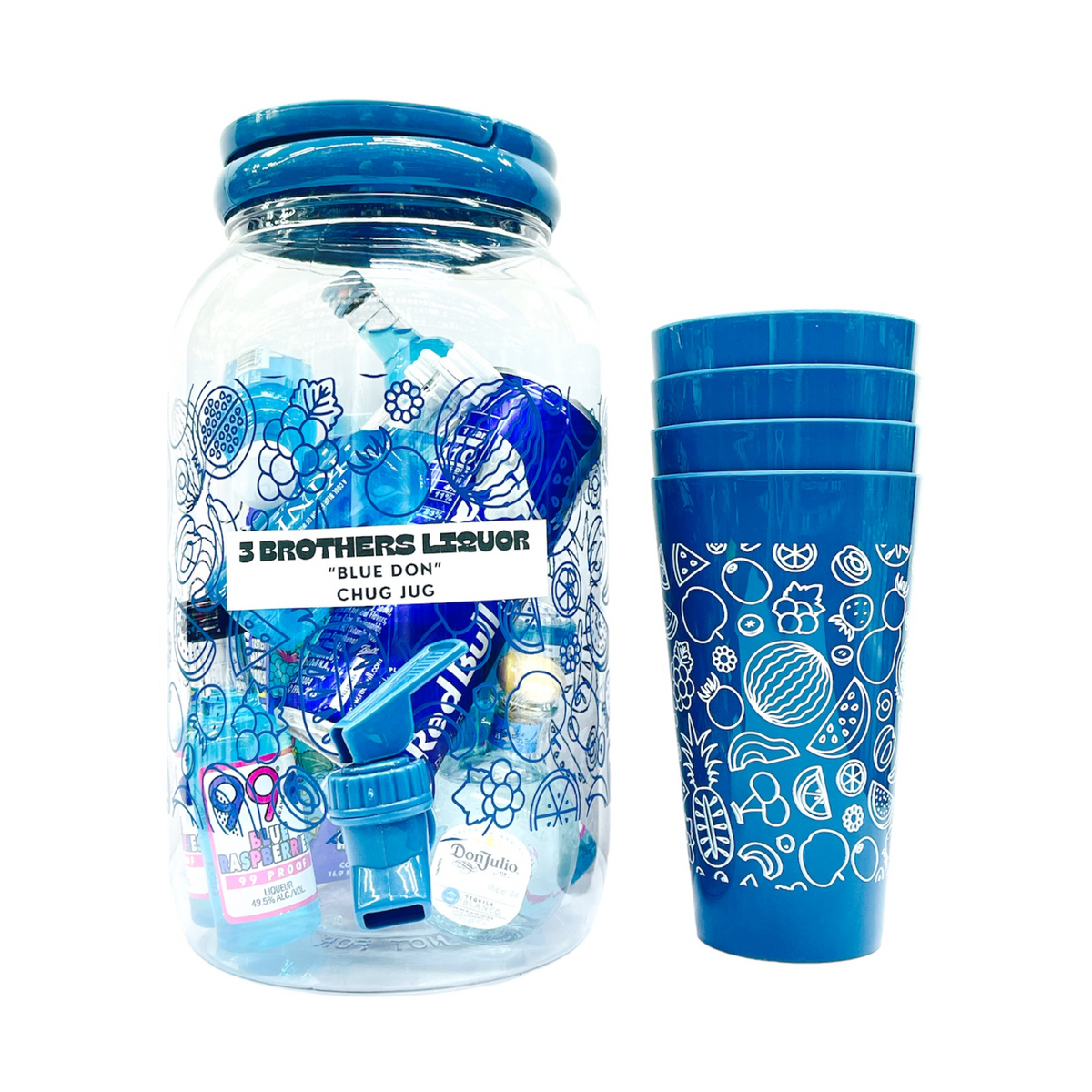 3 Brothers Liquor Blue Don Chug Jug Alcohol Cocktail Bucket ...