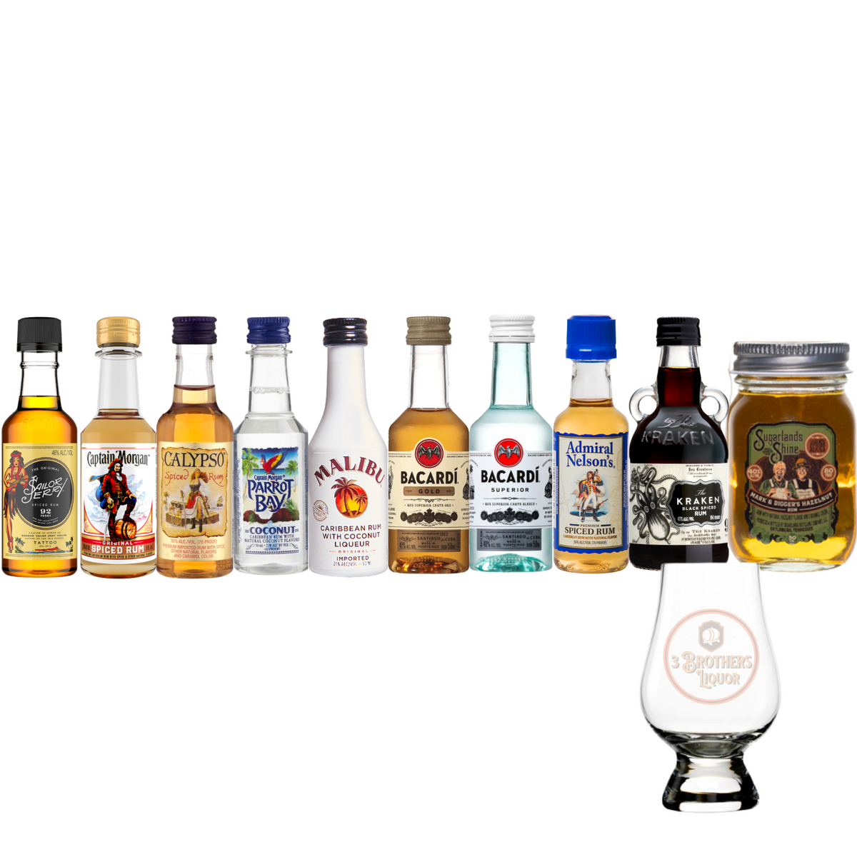 Rum Tasting Bundle Set By 3 Brothers Liquor (10 Mini Bottles ...