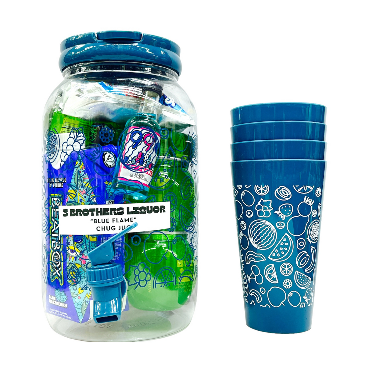 3 Brothers Liquor Blue Flame Chug Jug Alcohol Cocktail Bucket ...