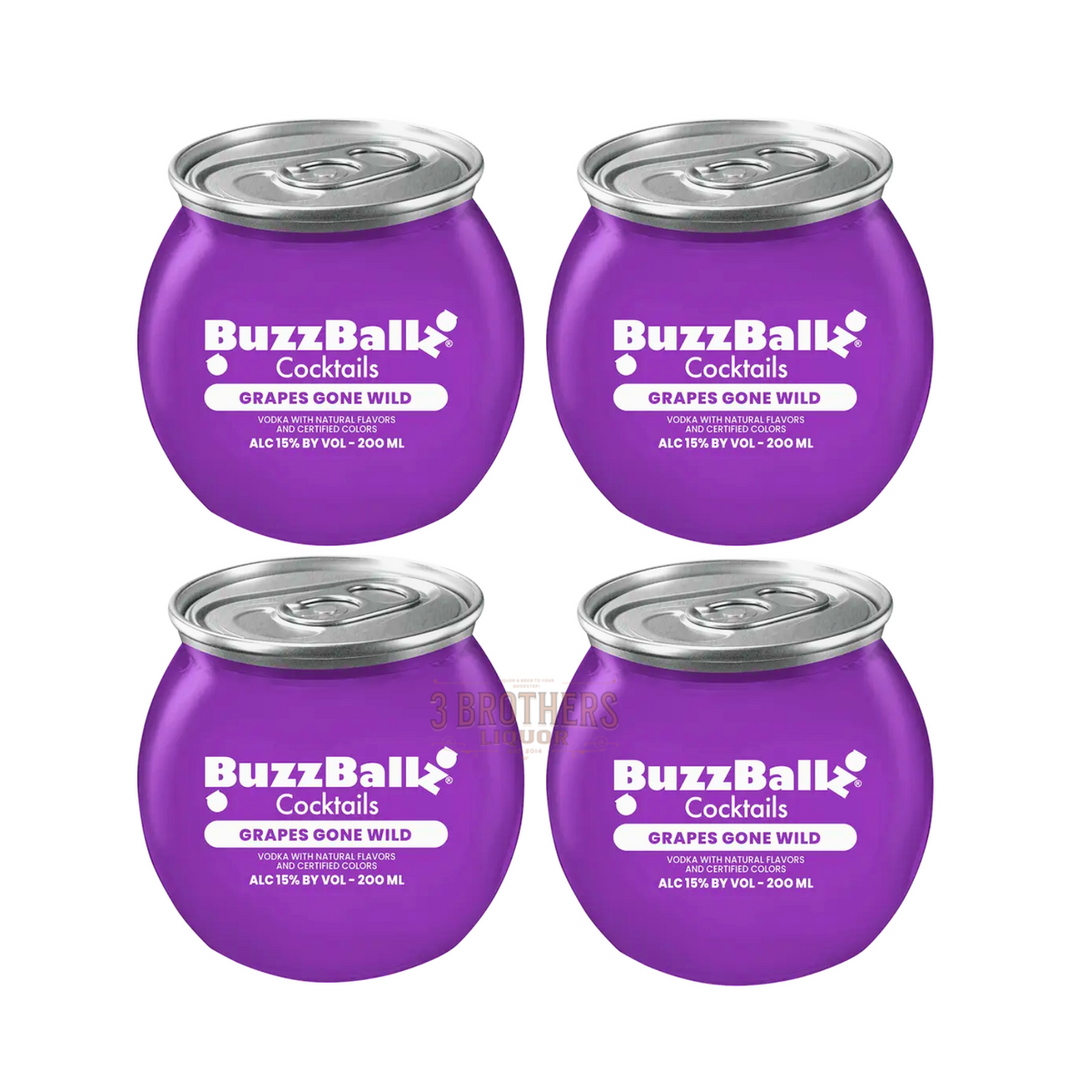 Buzzballz Purple Grapes Gone Wild Flavored Cocktail 4Pk Bundle (200ML ...