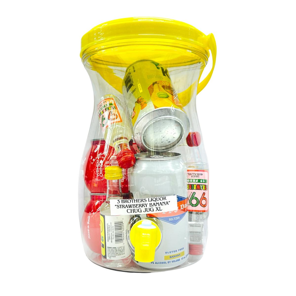 3 Brothers Liquor "Strawberry Banana" Chug Jug XL Alcohol Party Bucket ...
