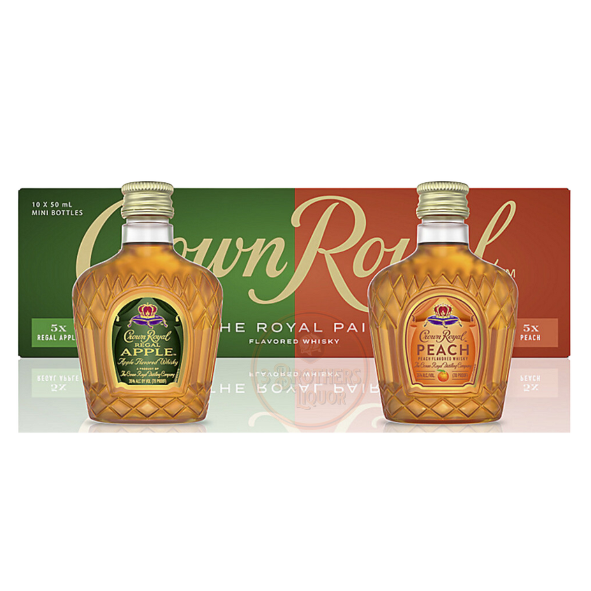 Crown Royal Combo Apple And Peach Flavor 10 Pack Mini Shots (10 Of 50M ...