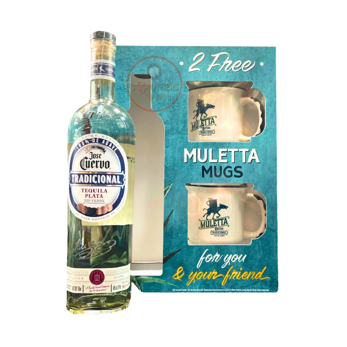 Jose Cuervo Tradicional Plata Tequila Gift Set W/ 2 Muletta Mugs ...