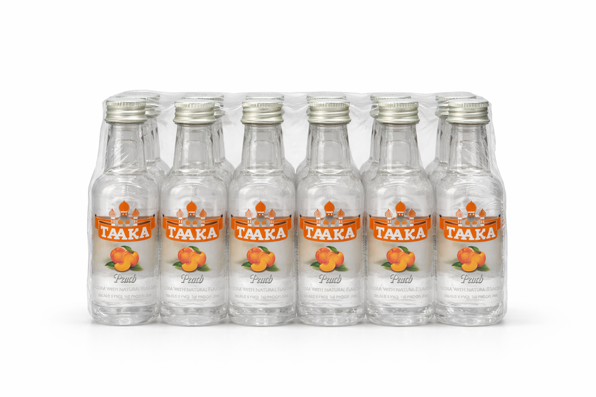 Taaka Peach Flavored Vodka Mini Shots (12 Of 50ML) – 3brothersliquor