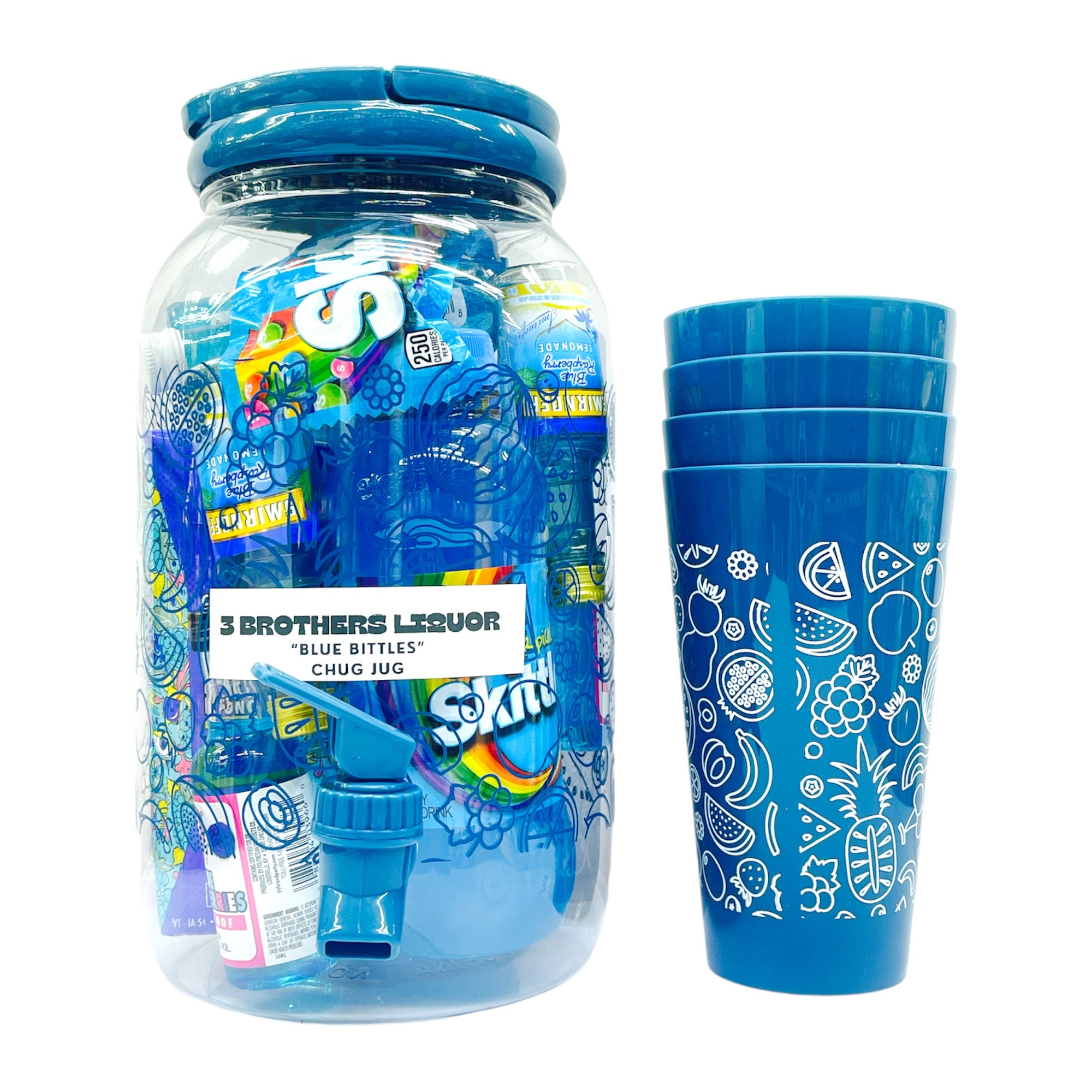3 Brothers Liquor Blue Bittles Chug Jug Alcohol Cocktail Bucket ...