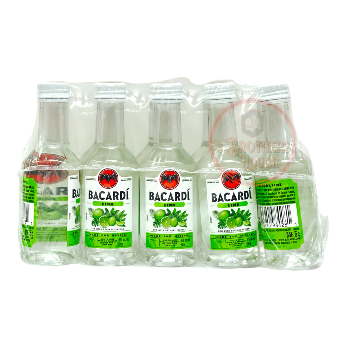 Bacardi Lime Flavored White Rum Mini Shots (10 Of 50ML) – 3brothersliquor