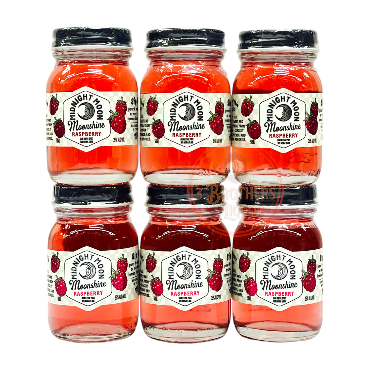 Midnight Moonshine Raspberry Flavored Moonshine Mini Shots (6 Of 50ML ...