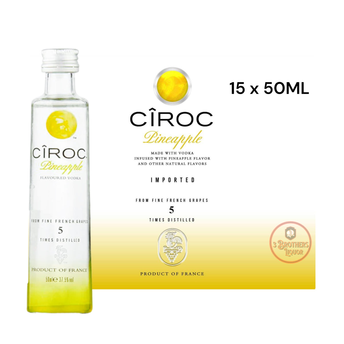 Ciroc Pineapple Flavored Vodka Mini Shots (15 of 50ML) – 3brothersliquor