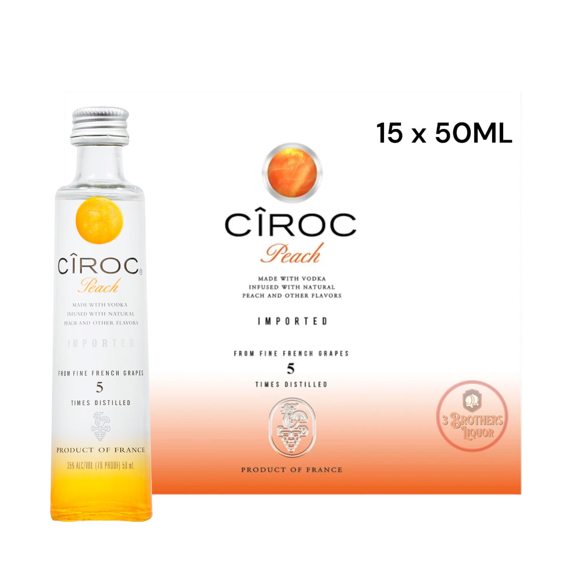Ciroc Peach Flavored Vodka Mini Shots (15 of 50ML) – 3brothersliquor