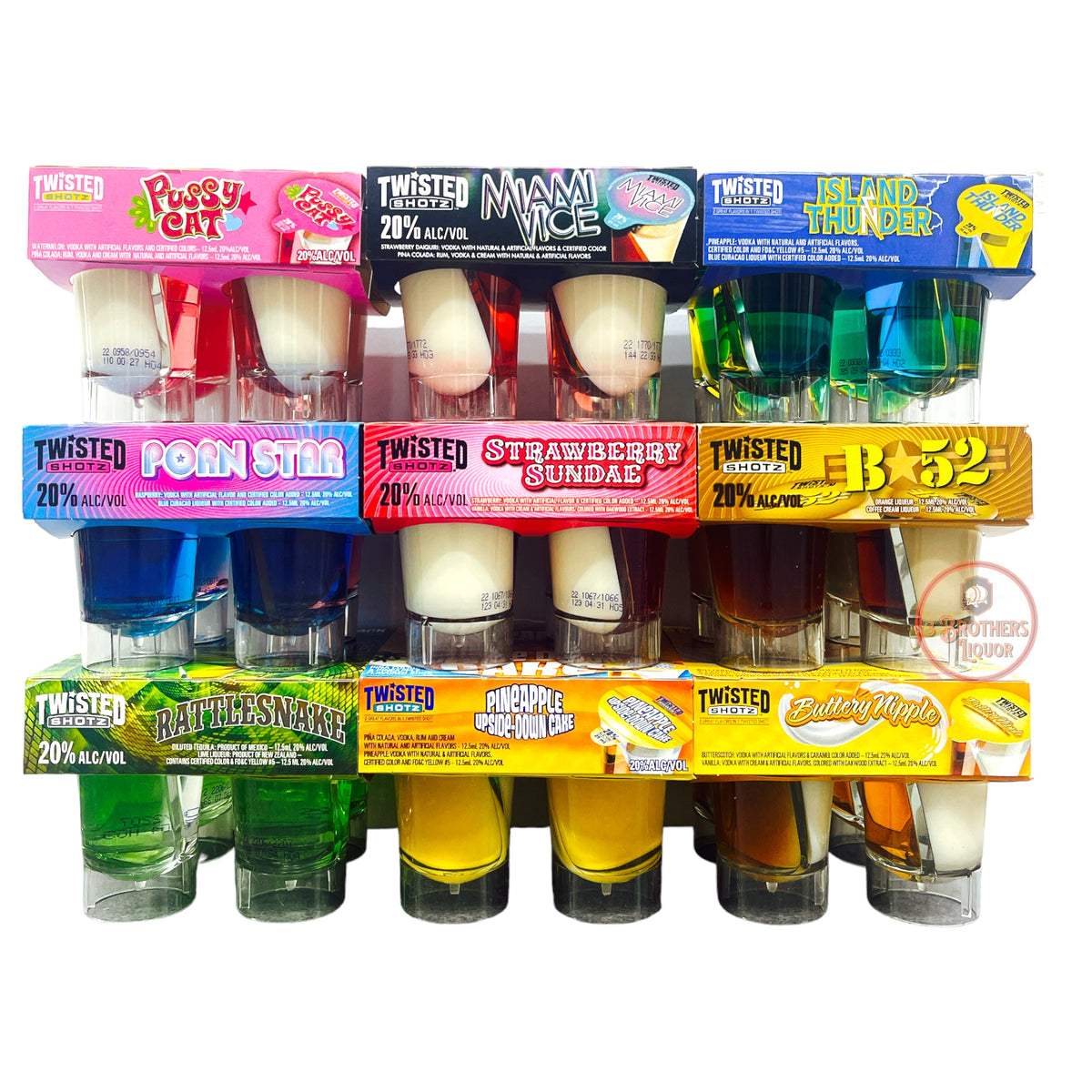 Twisted Shotz Liqueur 9Pk Tasting Kit (4Pk Of Each) – 3brothersliquor
