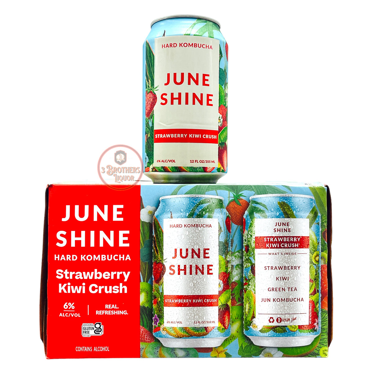 June Shine Strawberry Kiwi Crush Hard Kombuchas 6PK Cans – 3brothersliquor