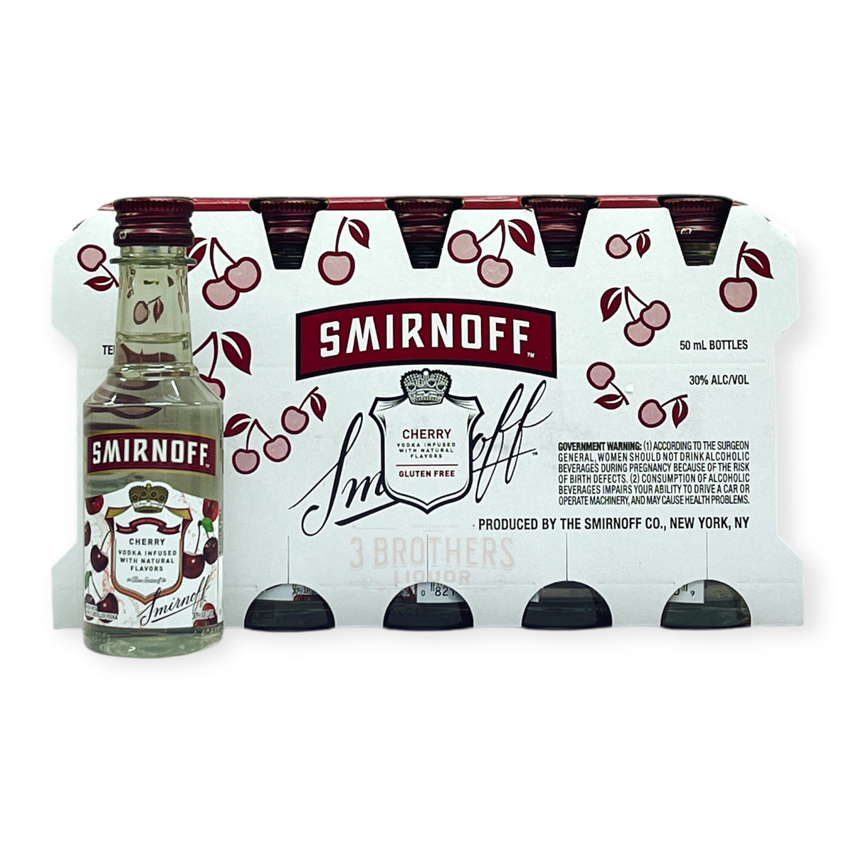 Smirnoff Cherry Flavored Vodka Mini Shots (10 Of 50ML) – 3brothersliquor