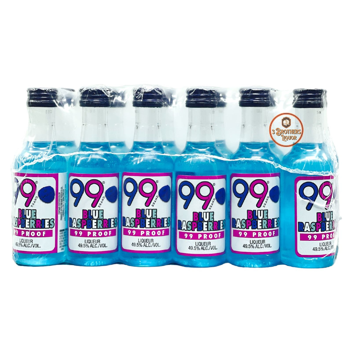 99 Brand Proof Blue Raspberries Liqueur (12 Of 50ML) – 3brothersliquor