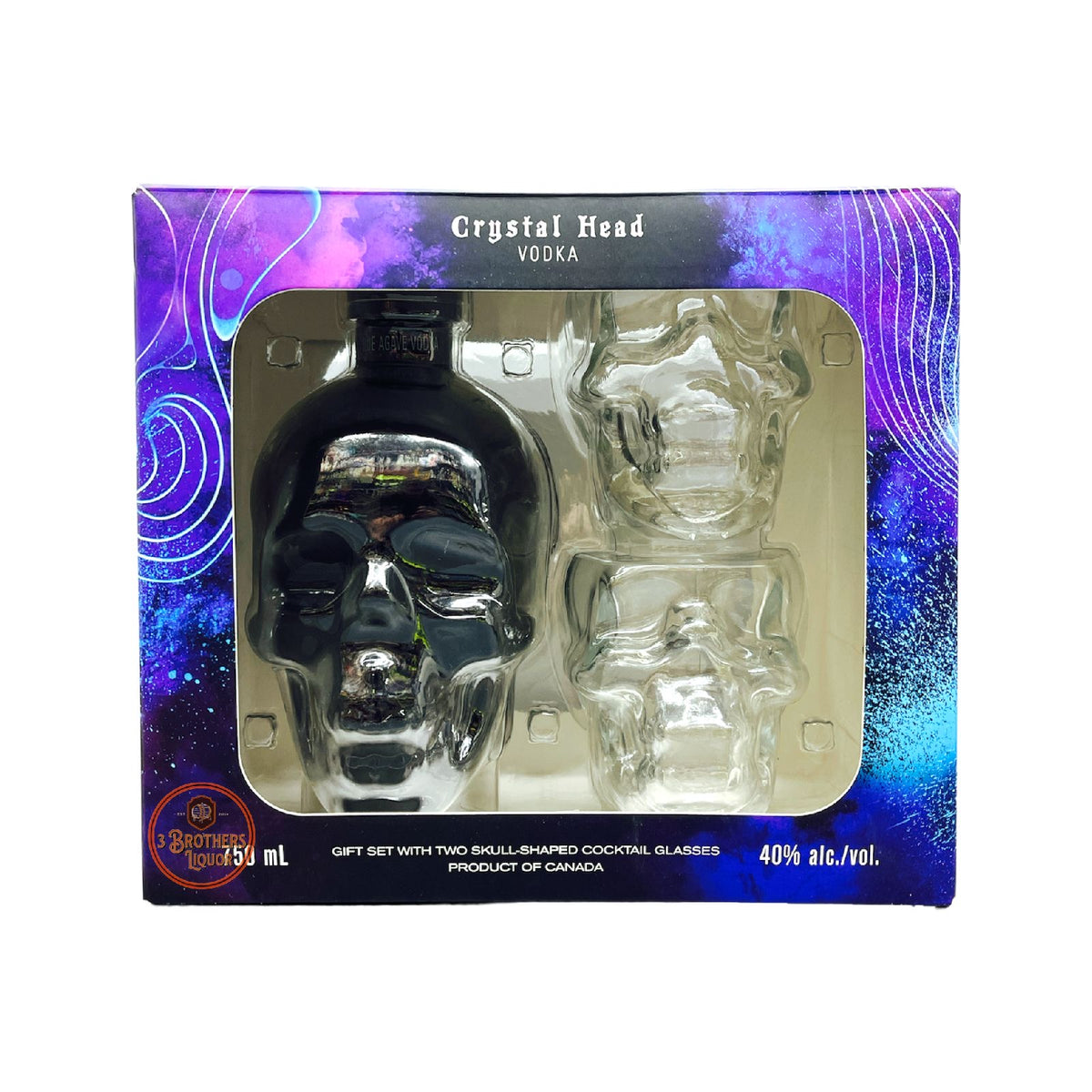 Crystal Head Black Onyx Vodka Gift Set W/ 2 Skull Cocktail Glasses ...