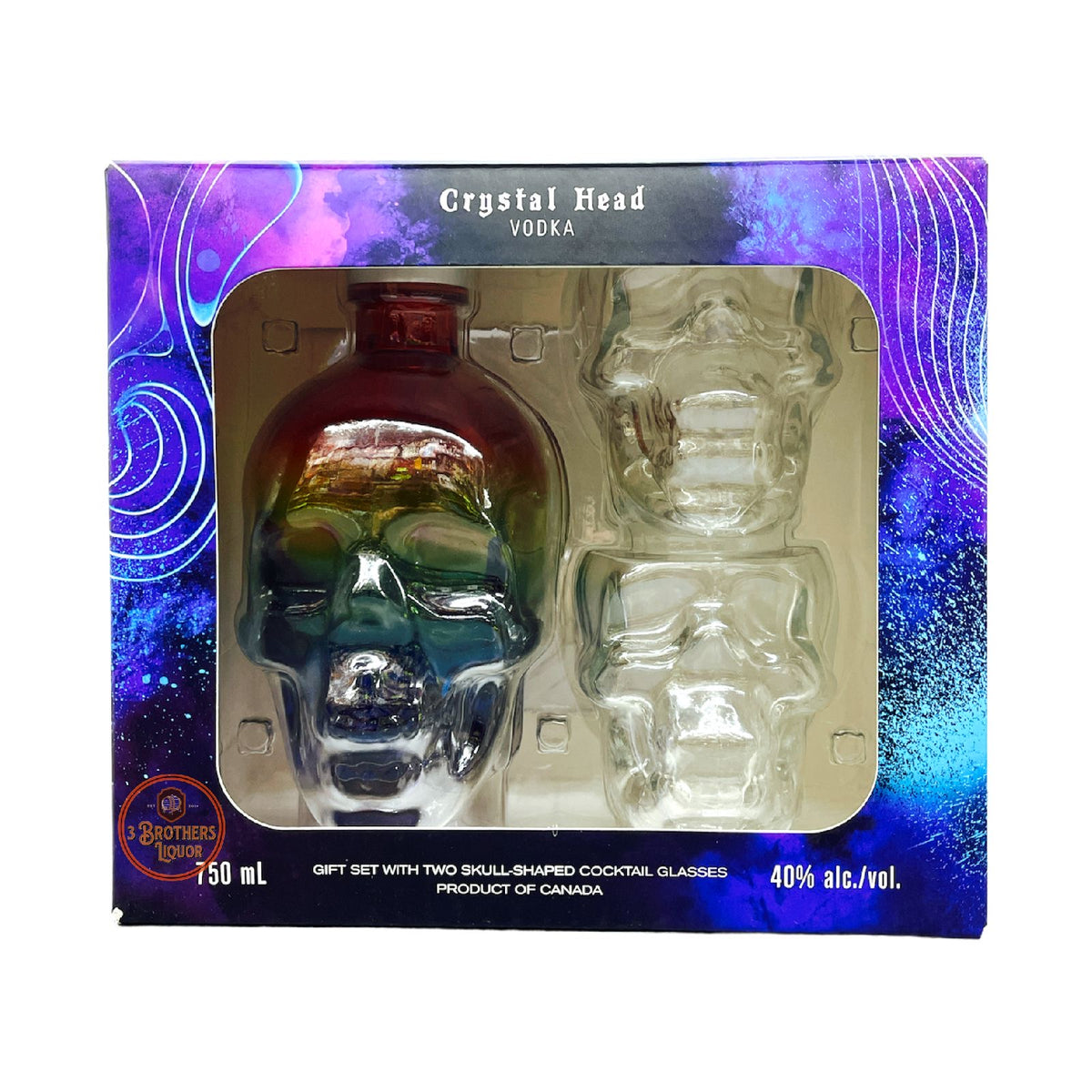 Crystal Head Vodka Pride Rainbow Gift Set W/ 2 Skull Cocktail Glasses ...