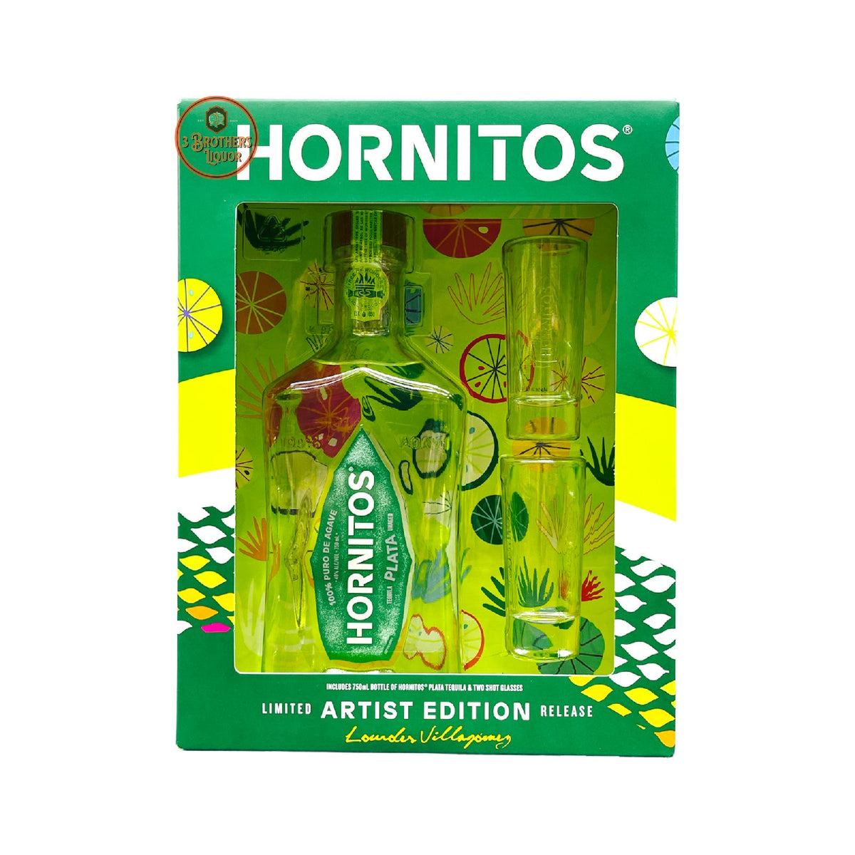 Hornitos Plata Tequila Artist Edition Gift Set W/ 2 Shot Glasses ...