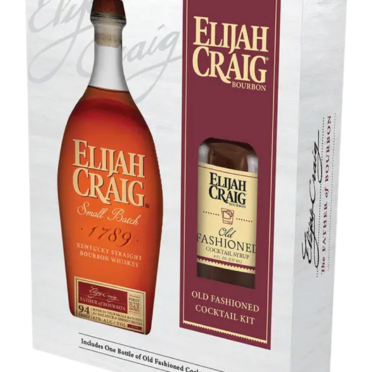 Elijah Craig Small Batch Bourbon Whiskey With Cocktail Syrup Gift Set ...