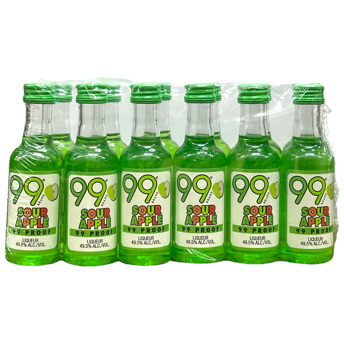 99 Proof Brand Sour Apple Liqueur Mini Shots (12 Pack Of 50ML ...