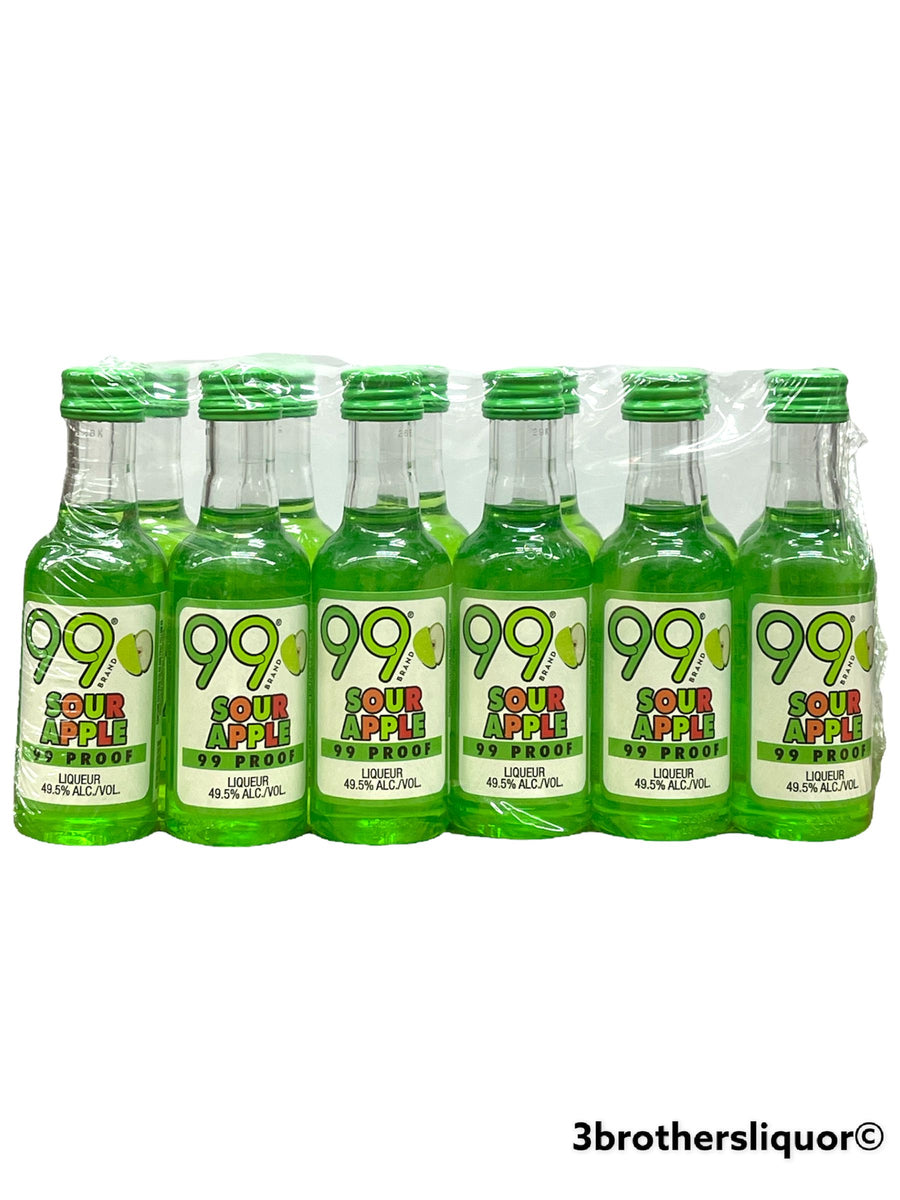99 Proof Brand Sour Apple Liqueur Mini Shots (12 Pack Of 50ML ...