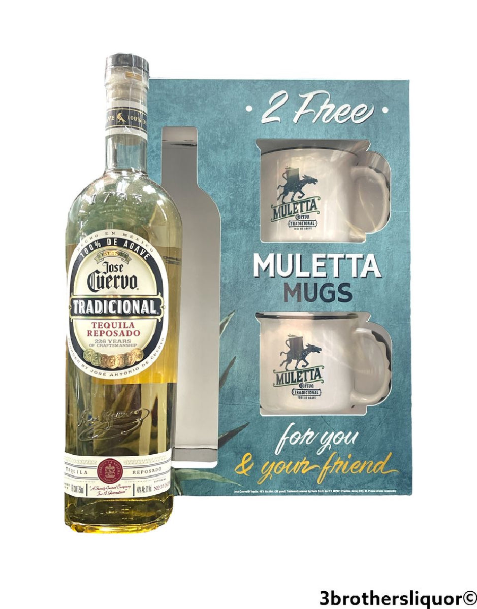 Jose Cuervo Tradicional Reposado Tequila Gift Set W/ 2 Muletta Mugs ...
