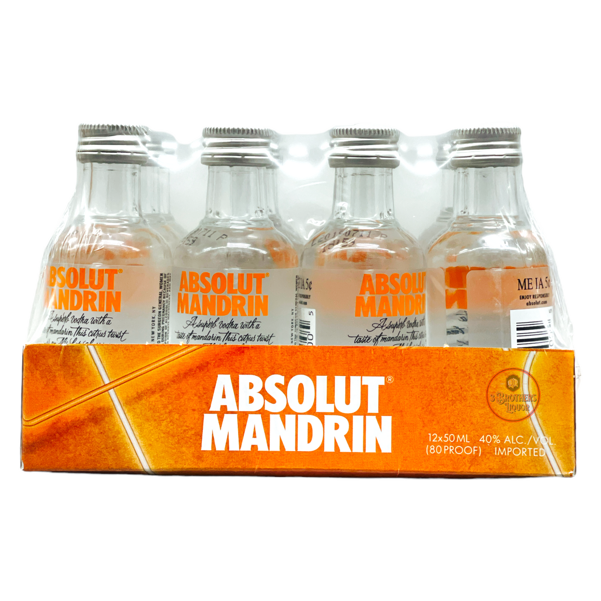 Absolut Mandrin Flavoured Vodka (12 Of 50ML) – 3brothersliquor