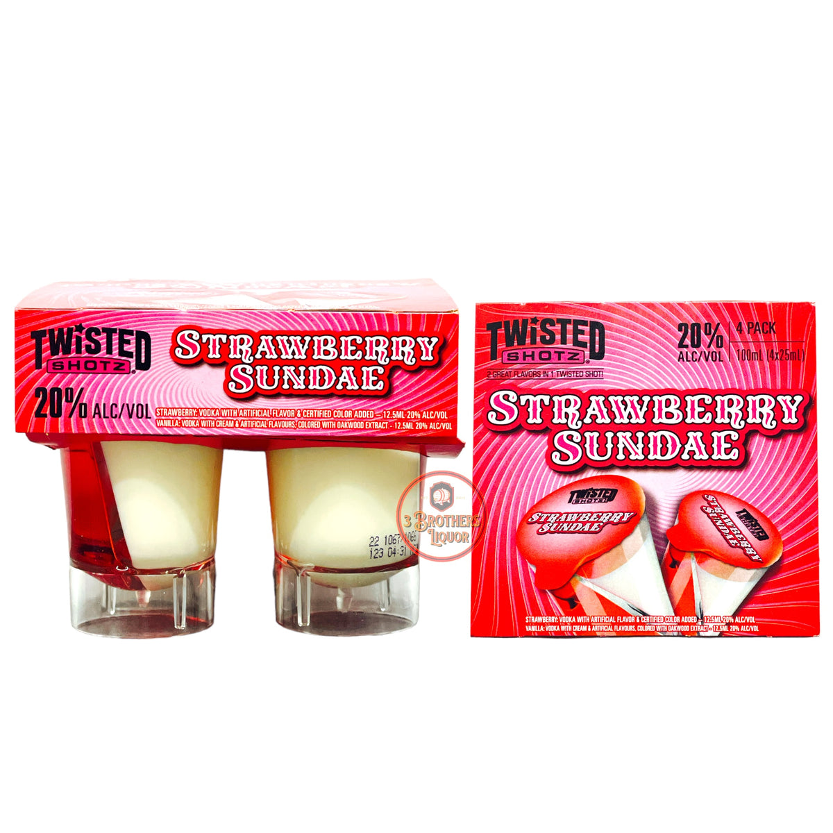 Twisted Shotz Strawberry Sundae Flavoured 4Pk Mixed Shots RTD ...