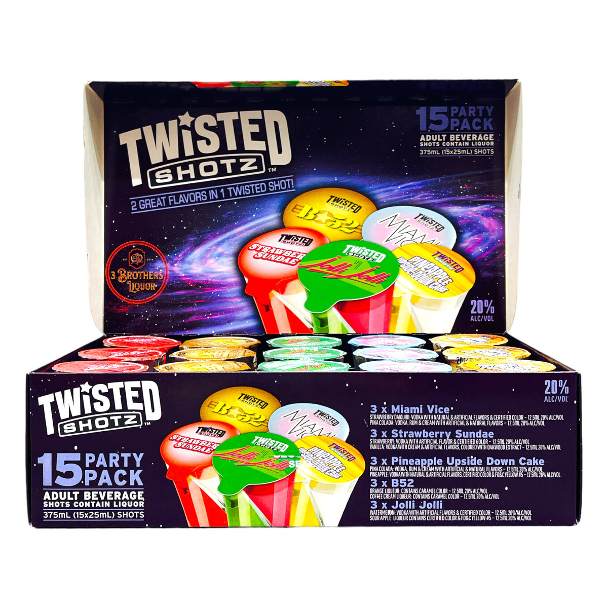 Twisted Shotz Party Pack Mix #2 RTD (15 Of 25ML Shots) – 3brothersliquor
