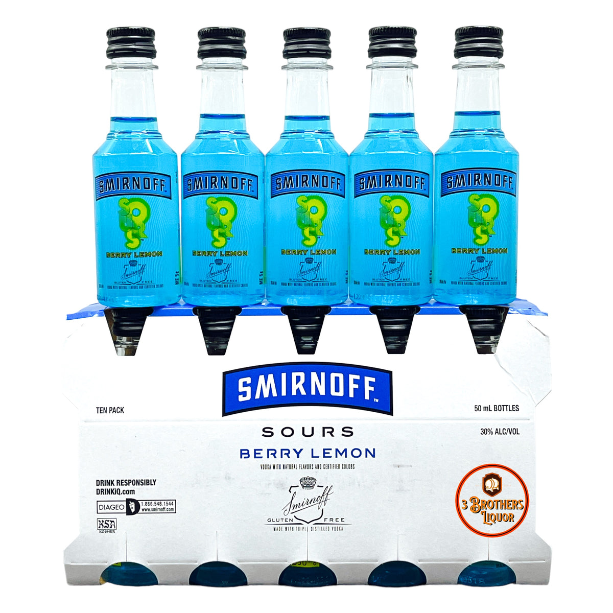 Smirnoff Sours Berry Lemon Flavoured Vodka Mini Shots (10 Of 50ML ...